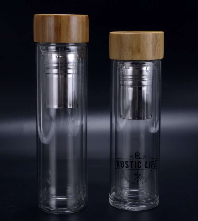 500ml High Borosilicate Tea Infuser Glass Bottle with Bamboo Lid 500ml High Borosilicate Tea Infuser Glass Bottle with Bamboo Lid